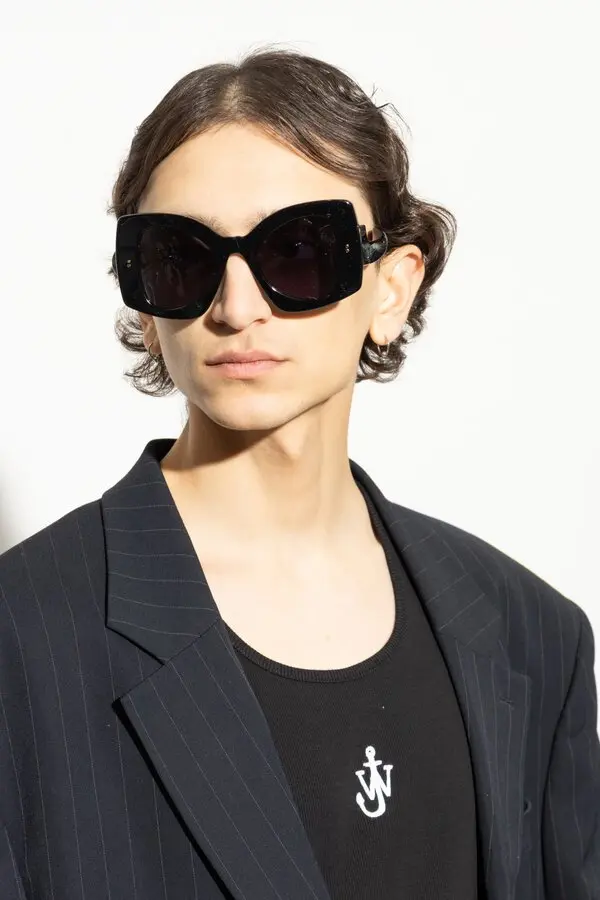 JW Anderson Square Frame Sunglasses With Wavy Temples