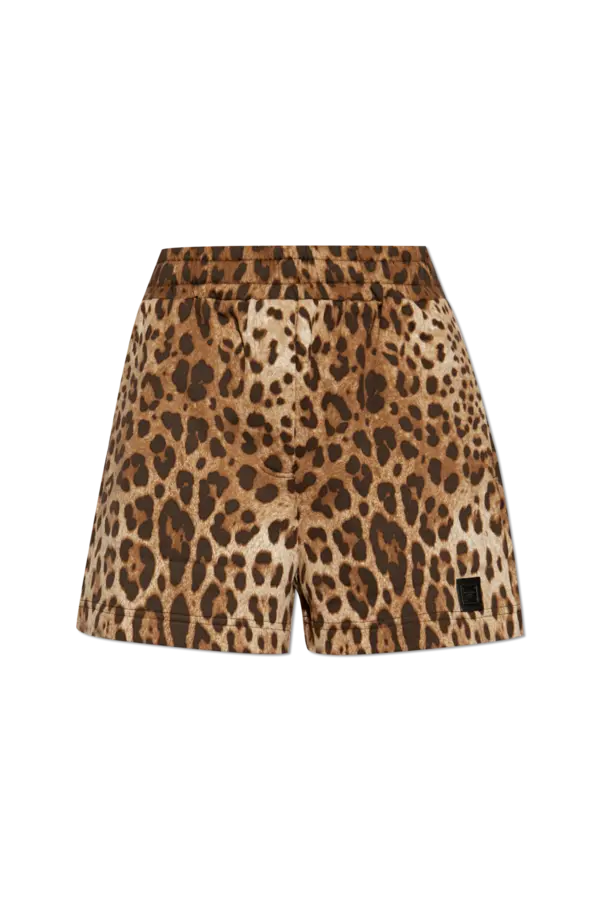 Dolce & Gabbana Animal Print Cotton Shorts - Beige