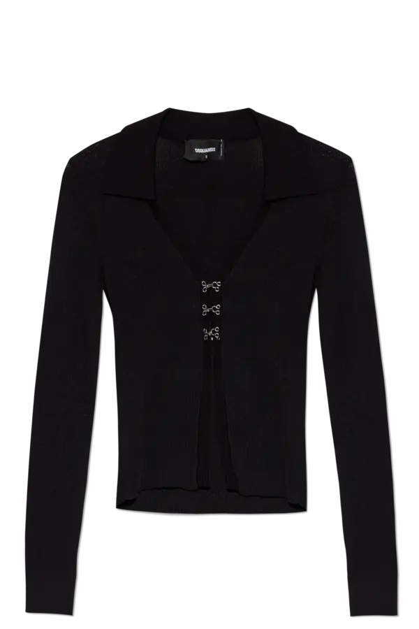 Dsquared2 Ribbed Knit Cardigan With Hook Closure