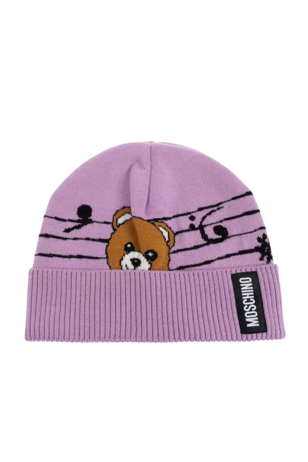 Moschino Bear Motif Hat - Purple