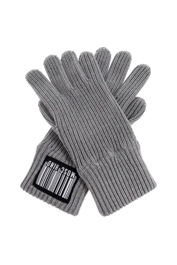 Moschino Gloves With Logo Patch - Grey