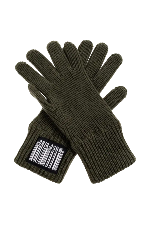 Moschino Gloves With Logo Patch - Green