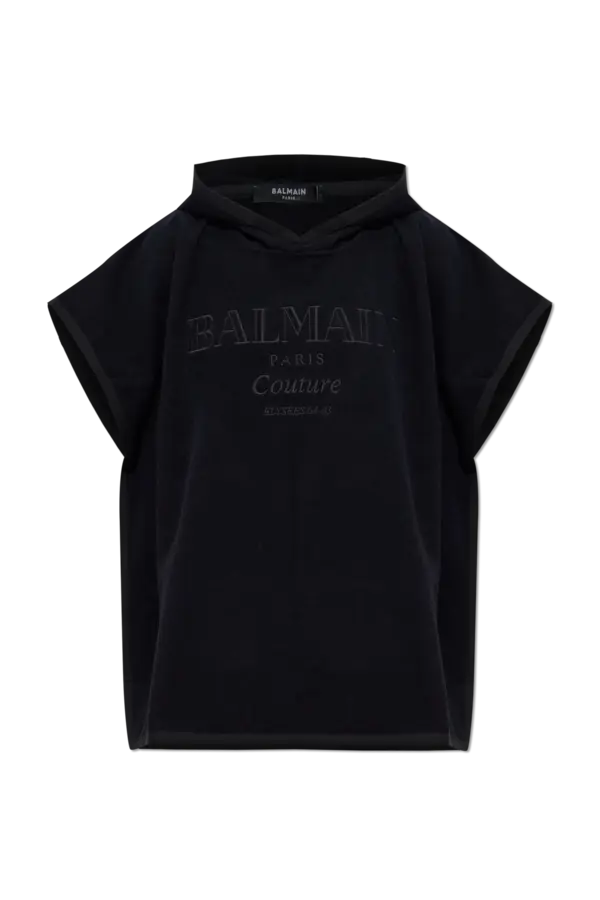 Balmain Cotton Poncho - Black