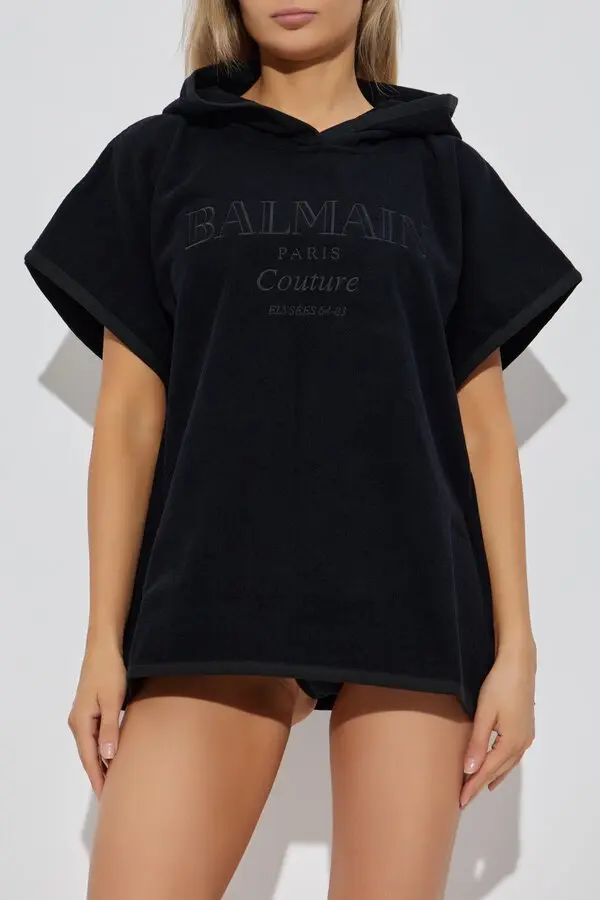 Balmain Cotton Poncho - Black