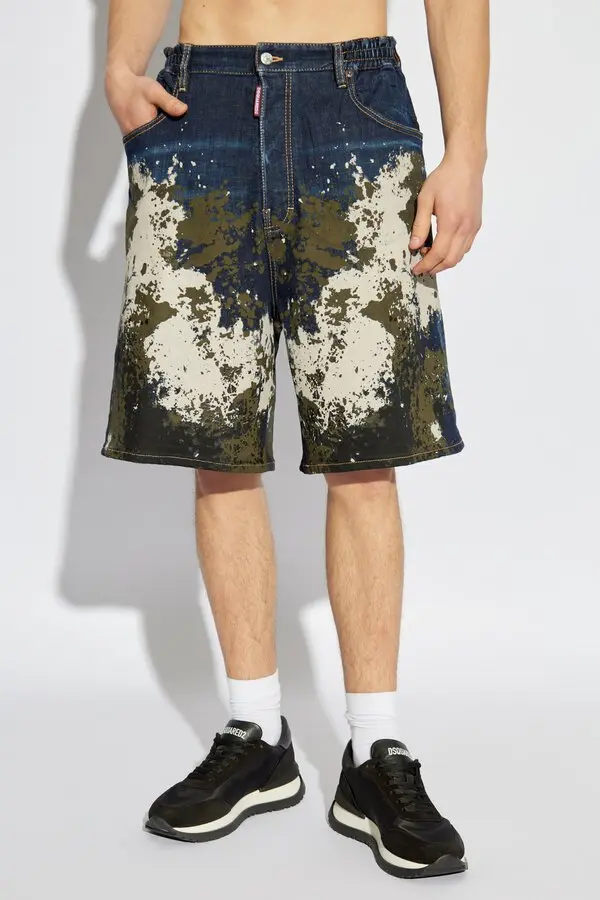 Dsquared2 Paint Stain Effect Denim Shorts