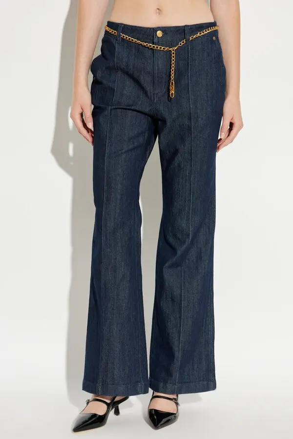 Michael Kors Flared Leg Jeans With Gold Chain Detail
