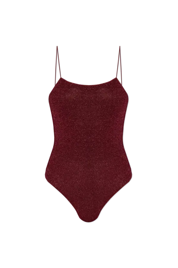 Oseree Lurex One-piece Swimsuit - Burgundy