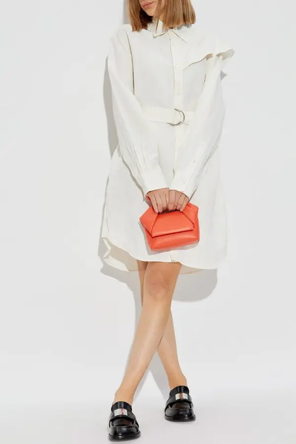 Jw Anderson Belted Viscose-Linen Dress - Cream | Editorialist