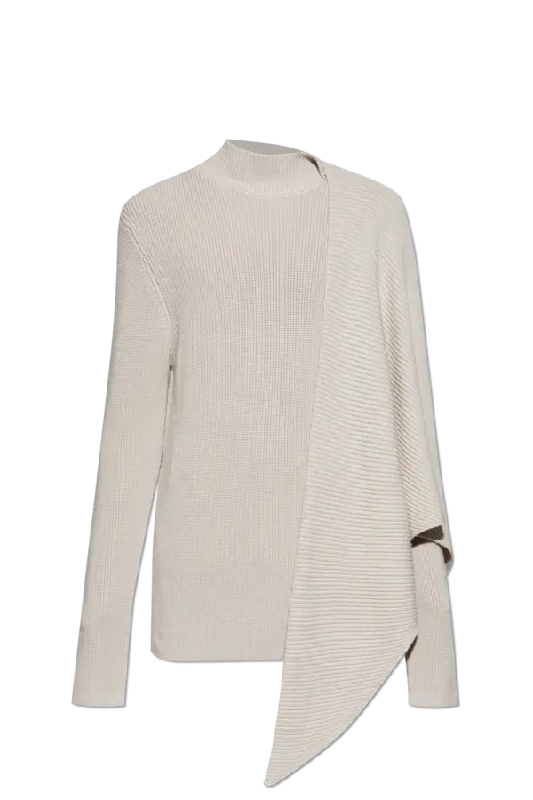 ENTIRE STUDIOS Asymmetrical Merino Wool Turtleneck Sweater - Cream