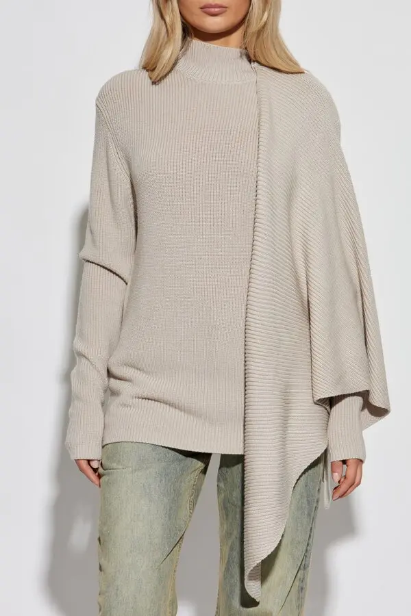 ENTIRE STUDIOS Asymmetrical Merino Wool Turtleneck Sweater - Cream