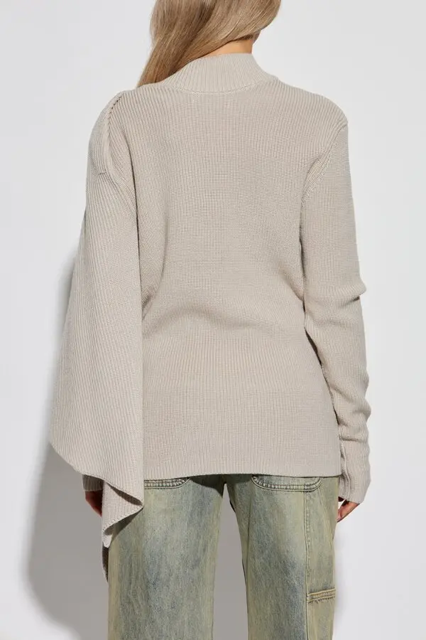ENTIRE STUDIOS Asymmetrical Merino Wool Turtleneck Sweater - Cream