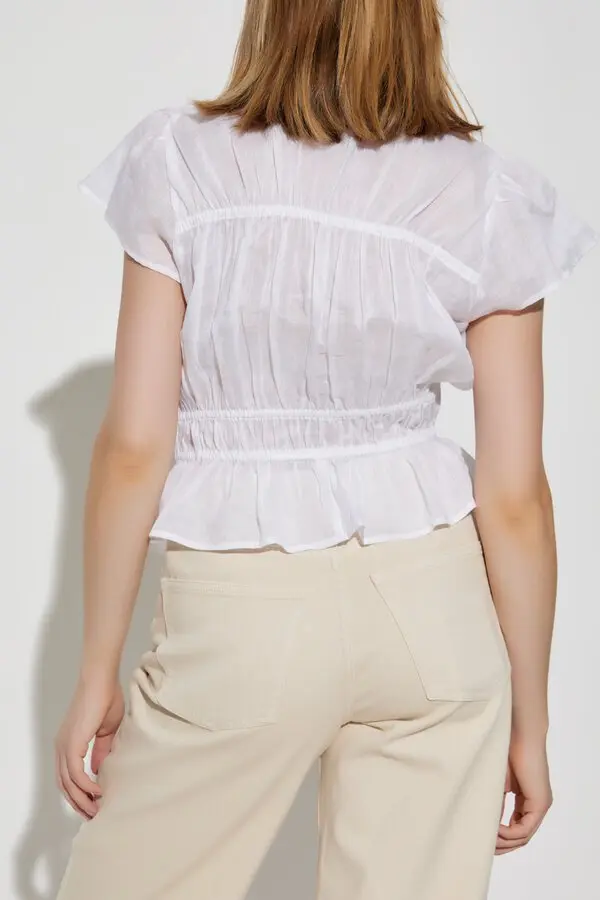 Rag & Bone Ramie V-neck Top With Bow Detail
