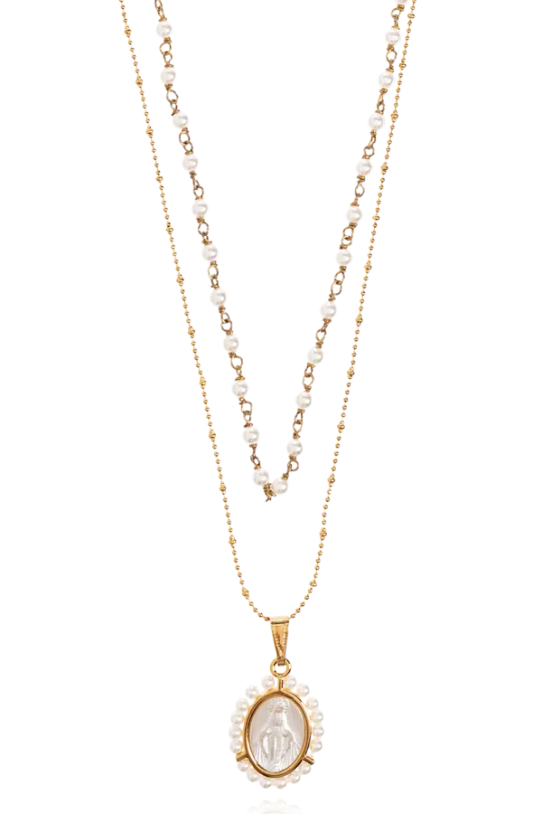 Dsquared2 Brass Necklace With Pearl Embellishments - Gold