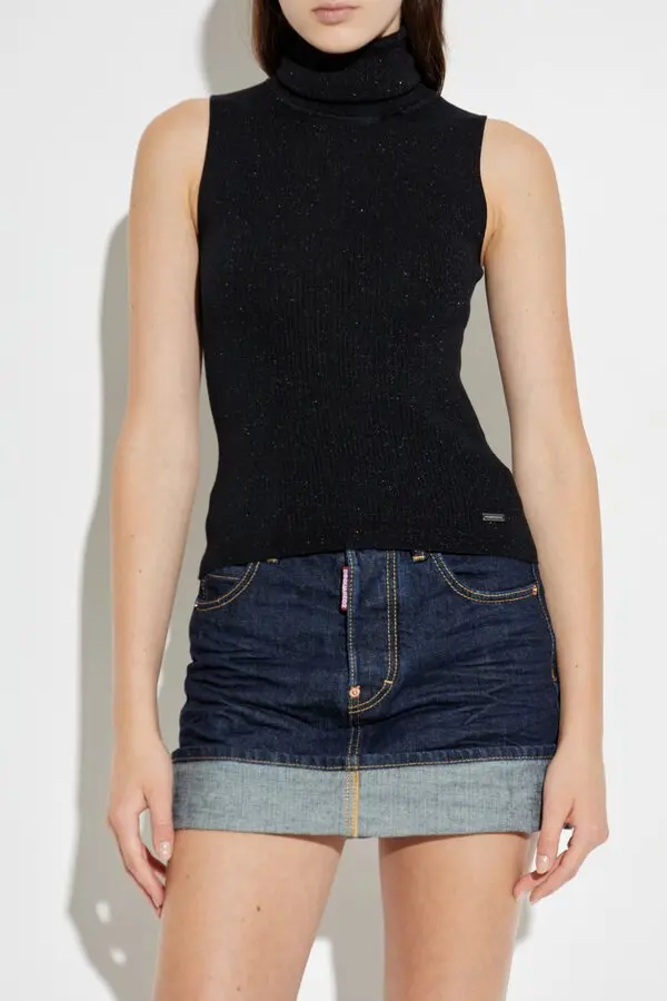 Dsquared2 Ribbed Knit Mock-neck Top