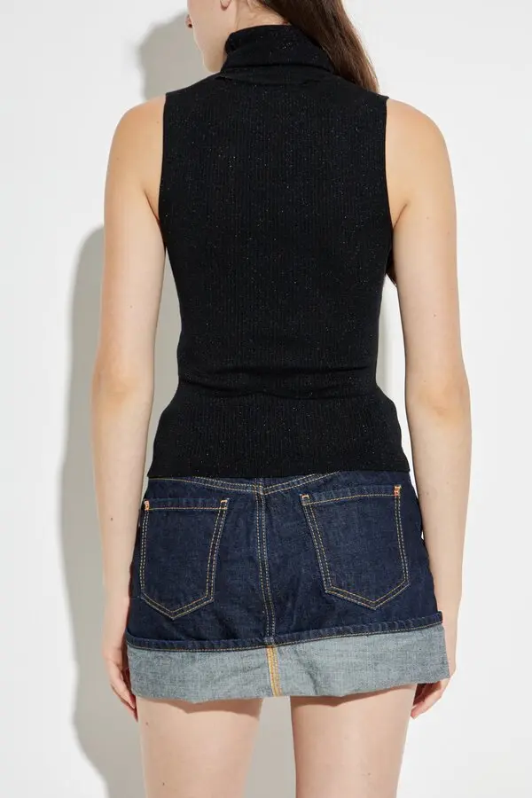 Dsquared2 Ribbed Knit Mock-neck Top