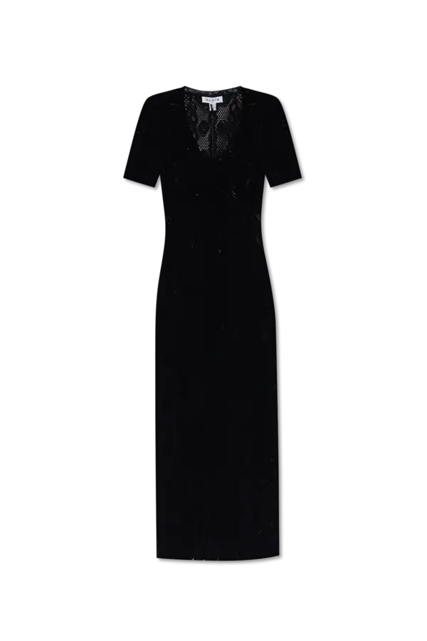 Alaïa Openwork Geometric Knit Dress - Black