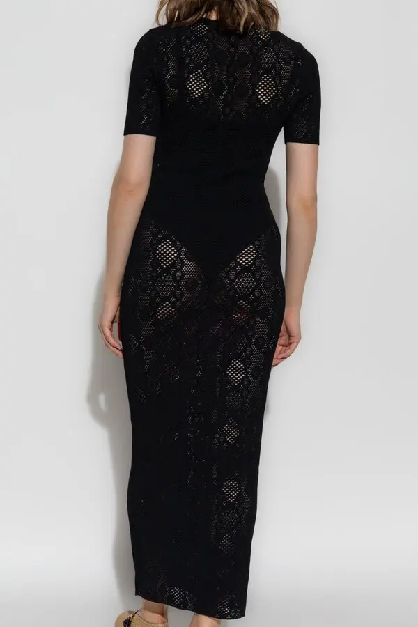 Alaïa Openwork Geometric Knit Dress - Black