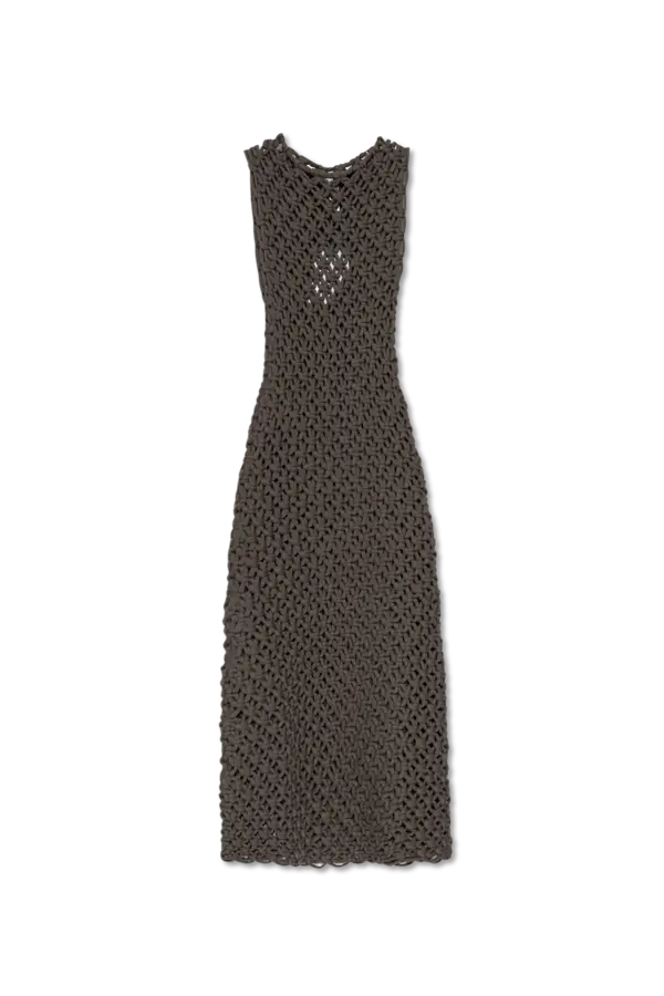 Alaïa Sleeveless Openwork Knit Midi Dress - Grey