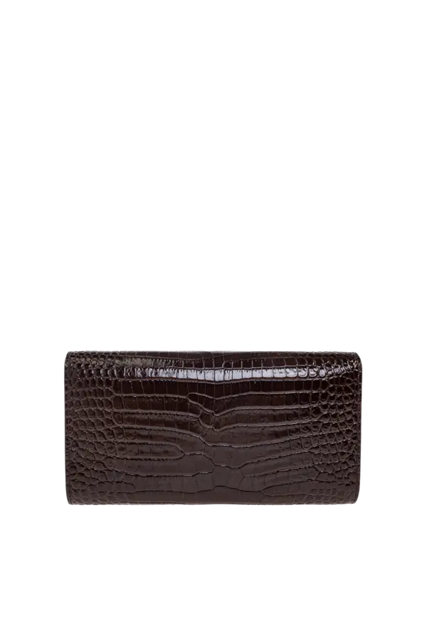 JIMMY CHOO Emmie Crocodile-embossed Clutch - Brown