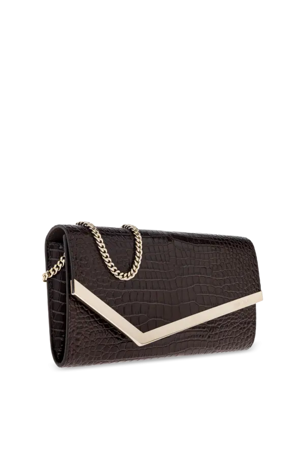 JIMMY CHOO Emmie Crocodile-embossed Clutch - Brown