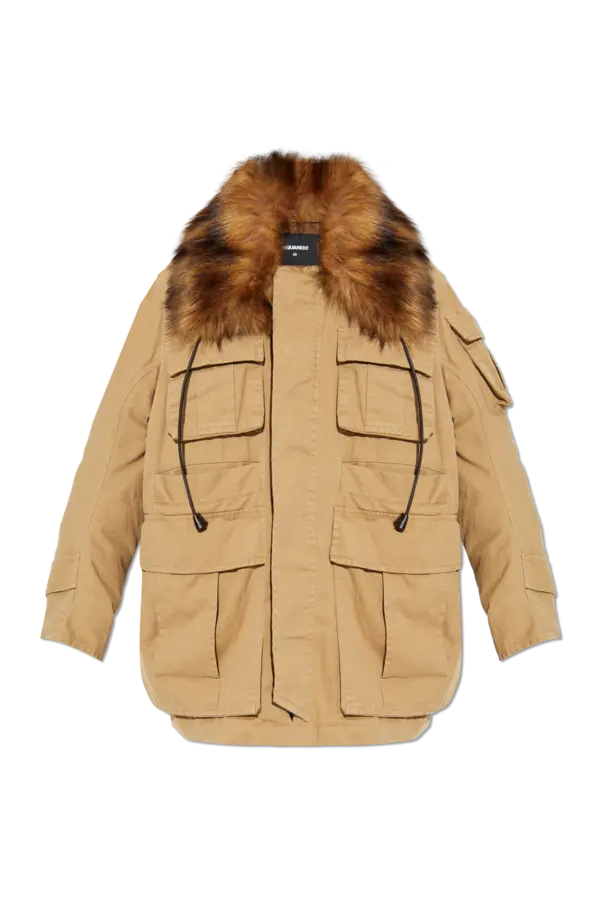 Dsquared2 Oversized Down Jacket With Fur Collar