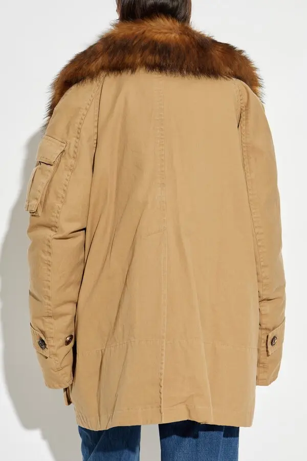 Dsquared2 Oversized Down Jacket With Fur Collar