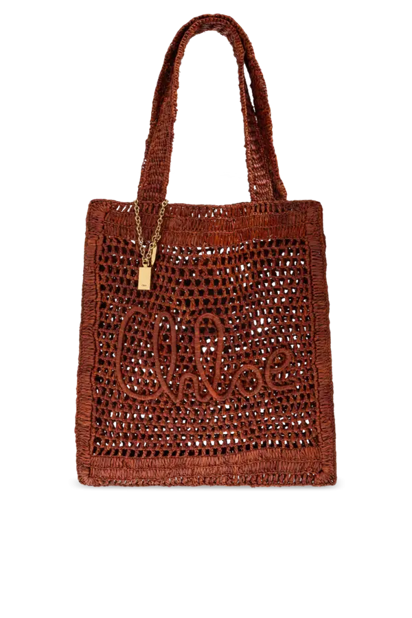 Chloé Raffia Shopper Shoulder Bag - Brown