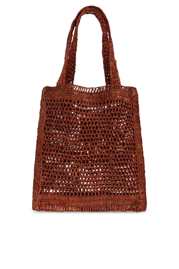 Chloé Raffia Shopper Shoulder Bag - Brown