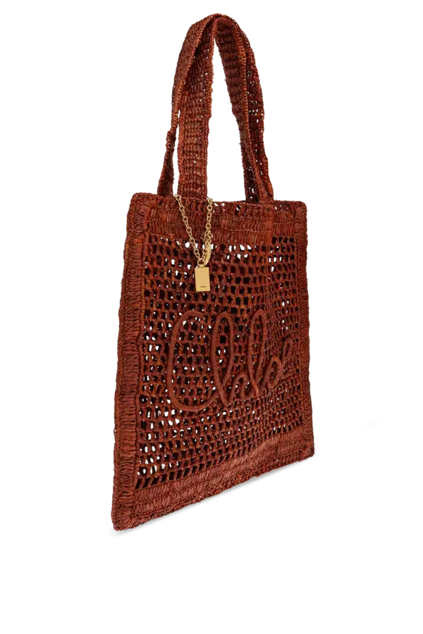 Chloé Raffia Shopper Shoulder Bag - Brown
