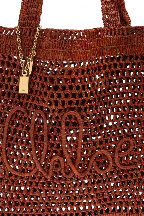 Chloé Raffia Shopper Shoulder Bag - Brown