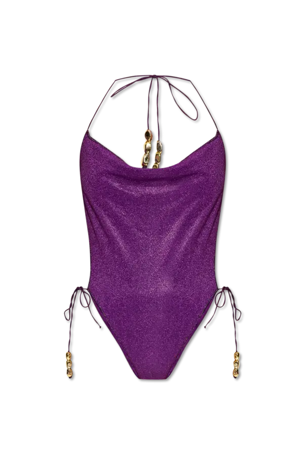 Oseree Metallic One-piece Swimsuit - Purple