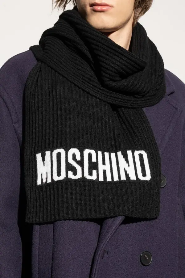 Moschino Scarf With Logo - Black