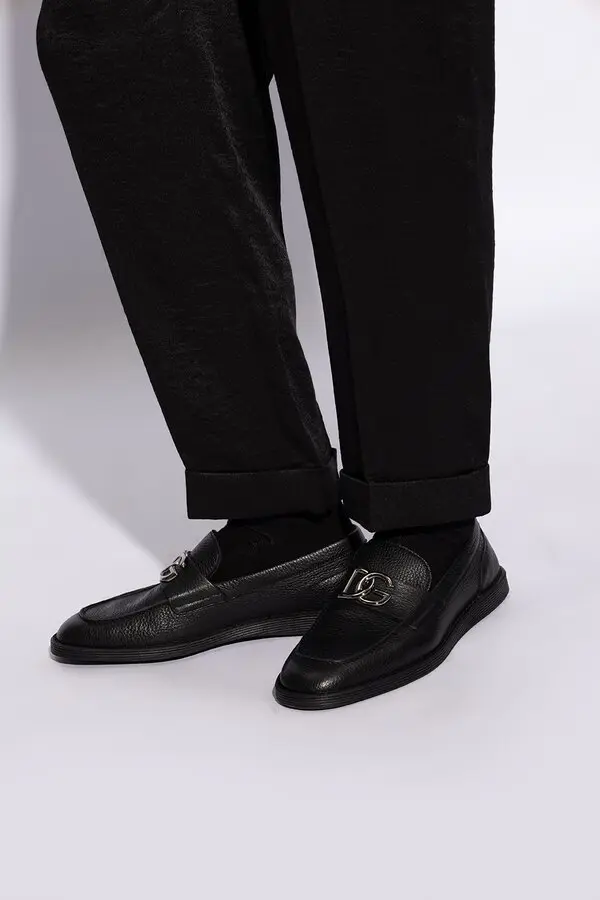 Dolce & Gabbana Leather Loafers With Logo Hardware