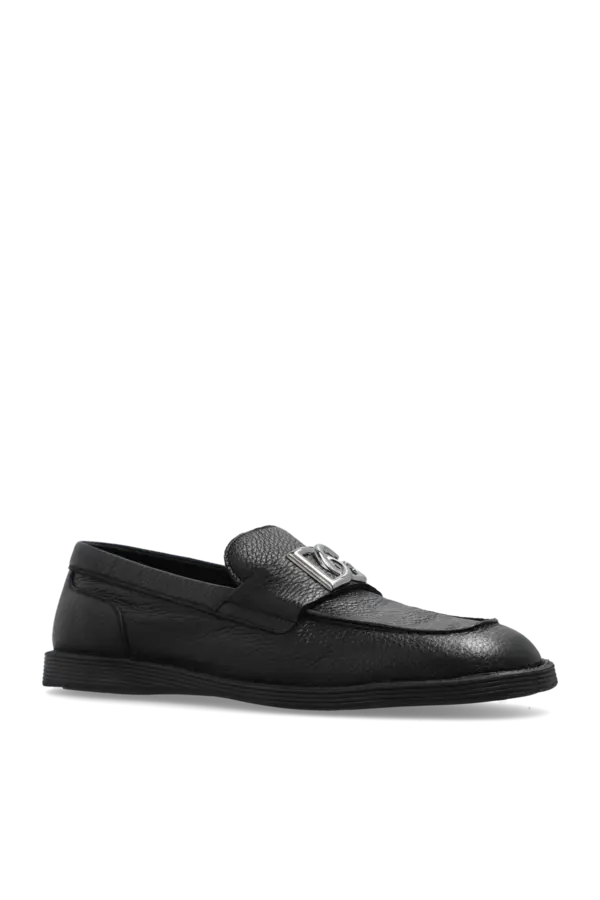 Dolce & Gabbana Leather Loafers With Logo Hardware