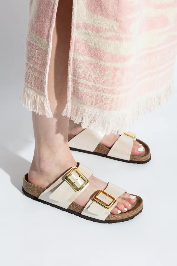 BIRKENSTOCK Sydney Cushion Buckle Slides - Cream
