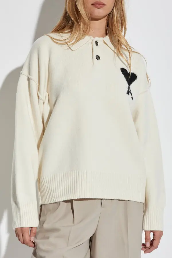 AMI Paris Wool Long-sleeve Polo
