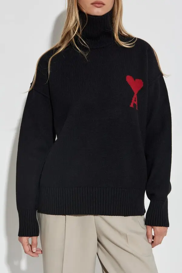 AMI Paris Wool Turtleneck With Logo