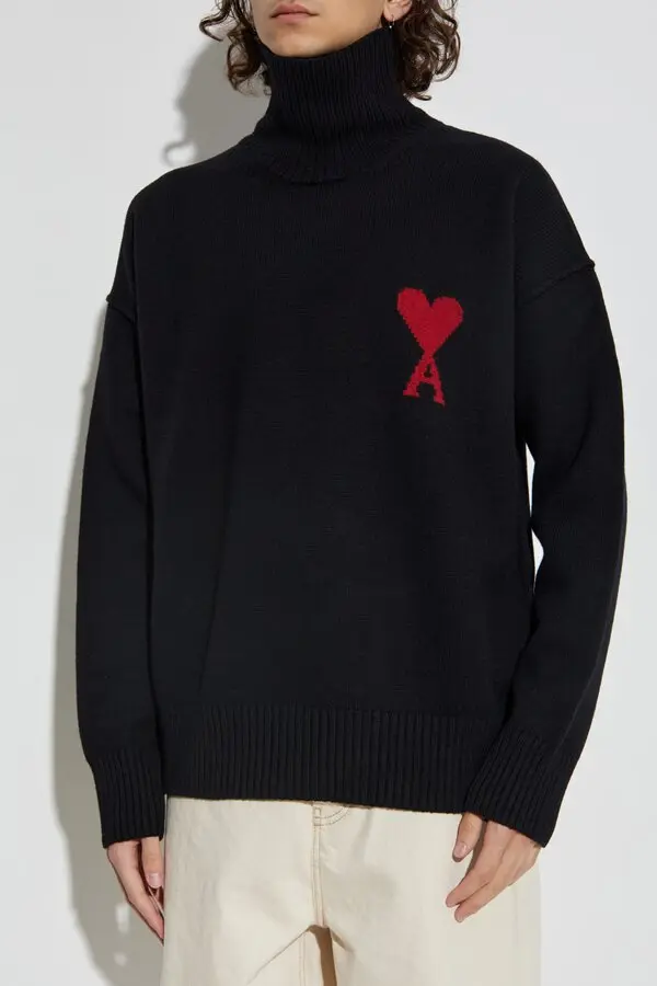 AMI Paris Wool Turtleneck With Logo