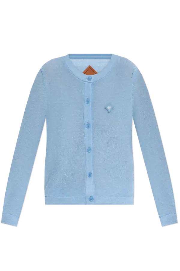 Mcm Logo Patch Cardigan - Light Blue