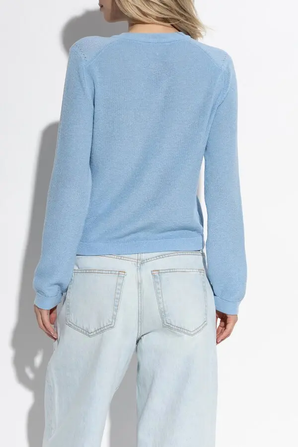 Mcm Logo Patch Cardigan - Light Blue