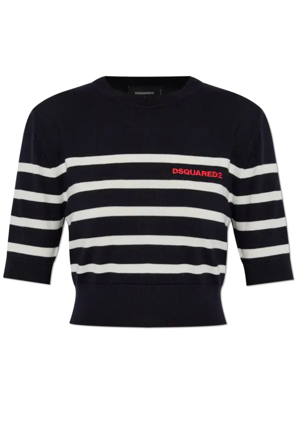 Dsquared2 Striped Wool Top - Navy Blue