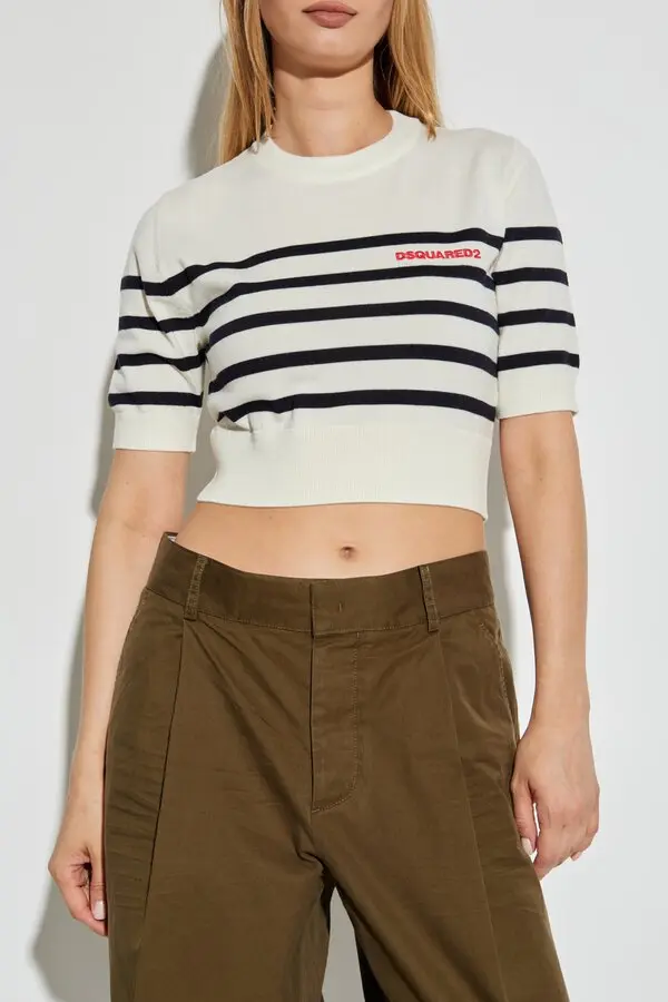 Dsquared2 Wool Striped Top - Cream