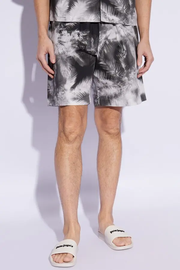 Palm Angels Cotton Shorts With Abstract Print
