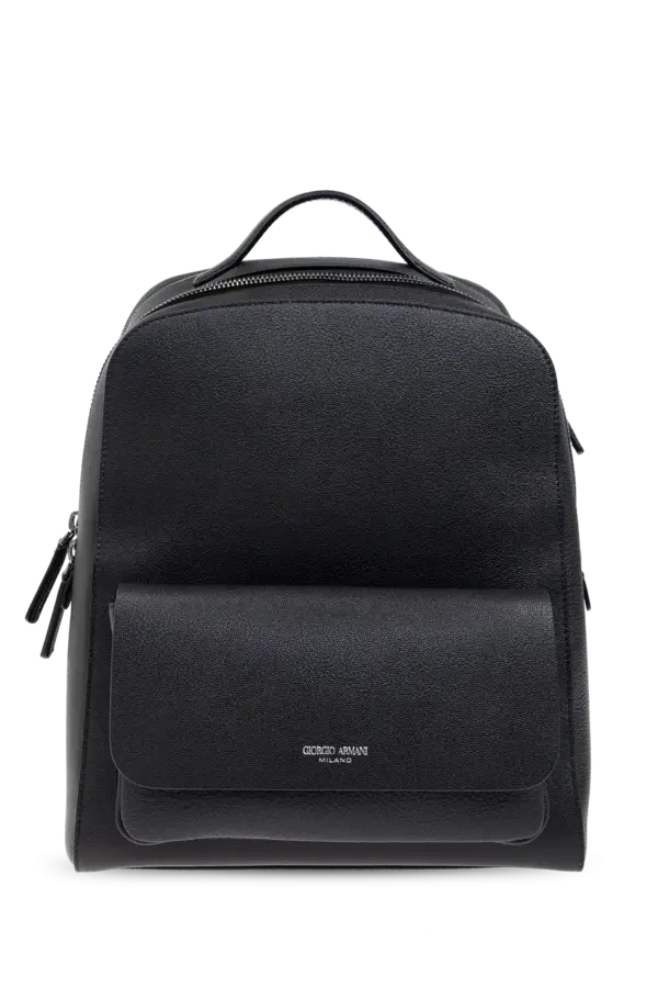 Giorgio Armani Leather Backpack - Black