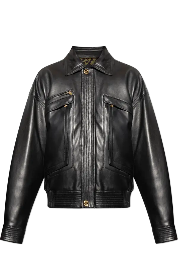 Versace Smooth Lambskin Leather Jacket