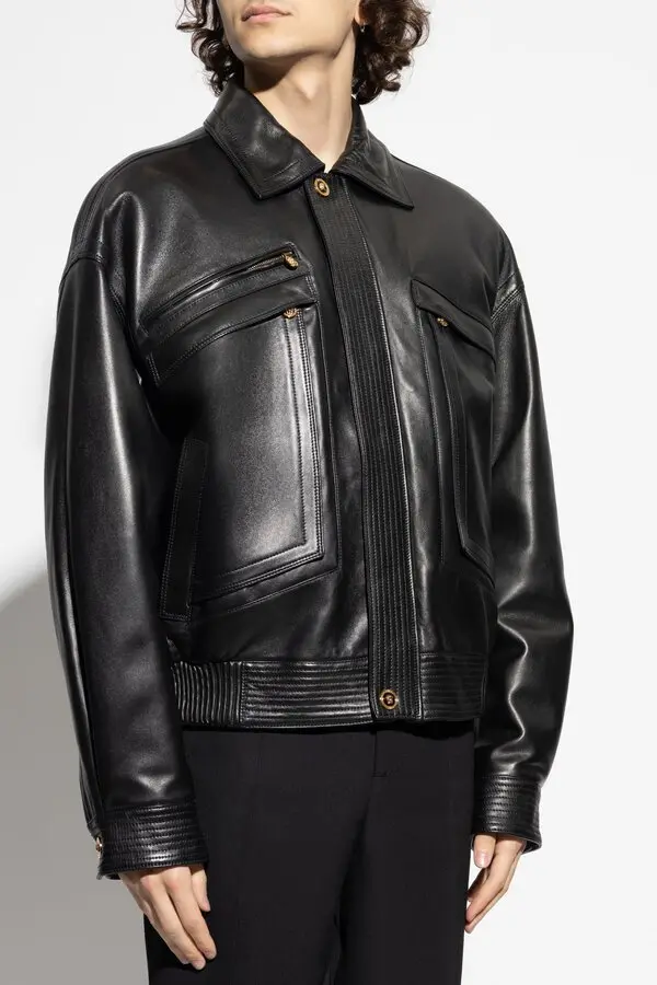 Versace Smooth Lambskin Leather Jacket