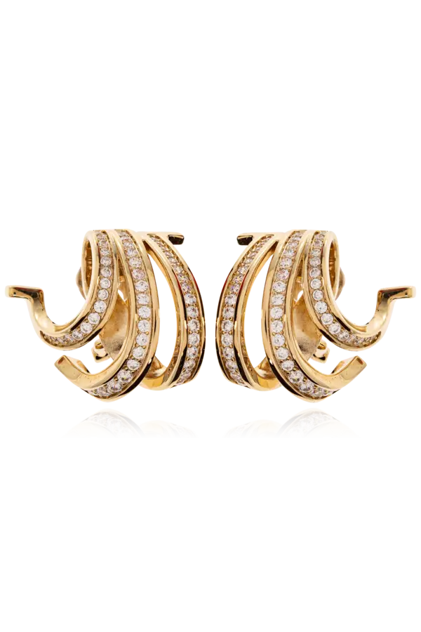 FERRAGAMO Clip-on Earrings With Crystals - Gold