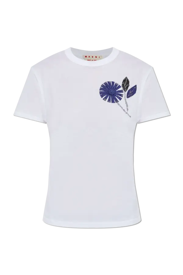 Marni T-shirt With Floral Appliqu