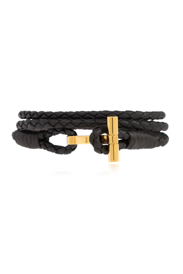 TOM FORD Braided Leather Bracelet - Black