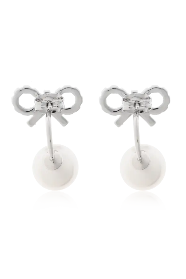 SELF-PORTRAIT Crystal And Pearl Bow Earrings